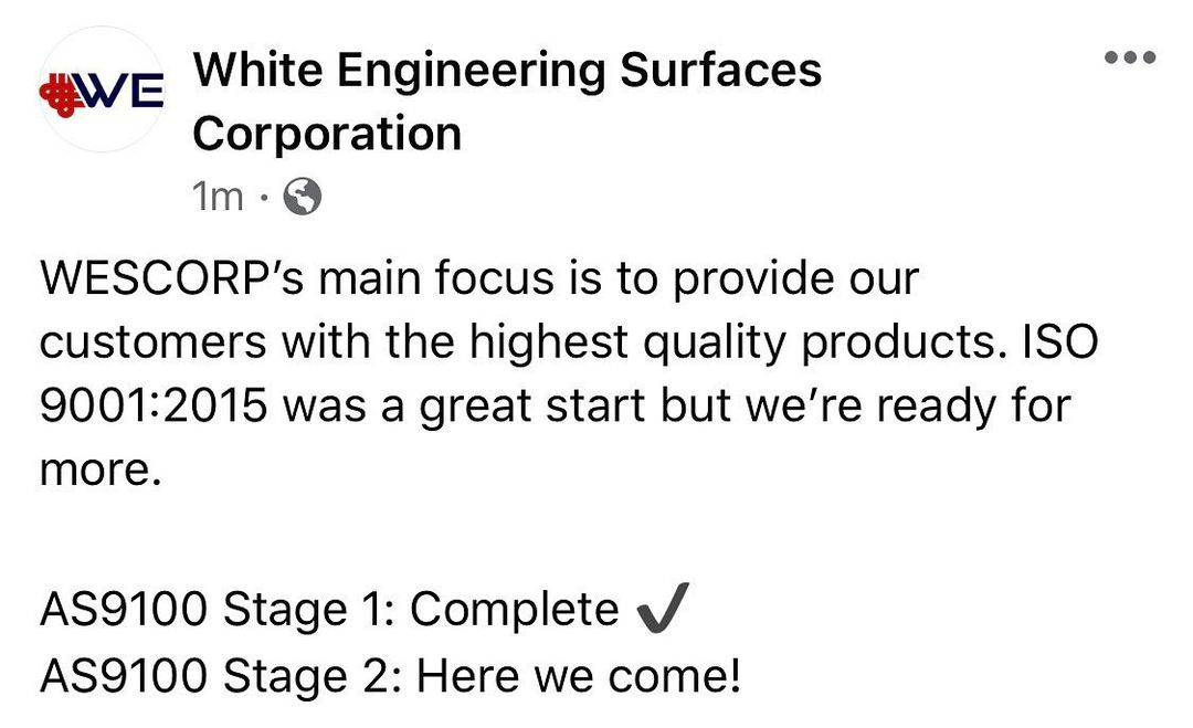 WESCORP: White Engineering Surfaces Corporation