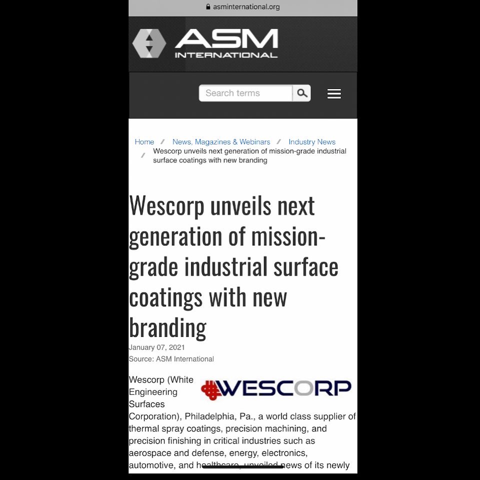 Check out our new website at: www.wescorp.us #wescorp #thermalspray # ...